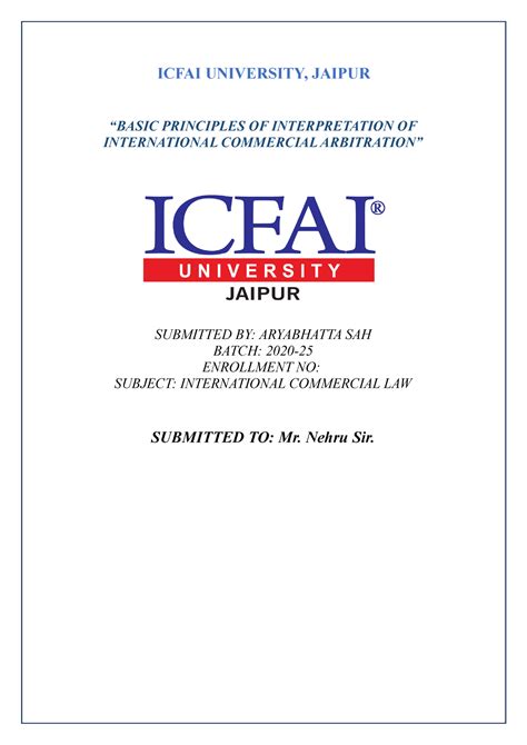 Aryabhatta Ica Assignment Icfai University Jaipur Basic Principles Of Interpretation Of