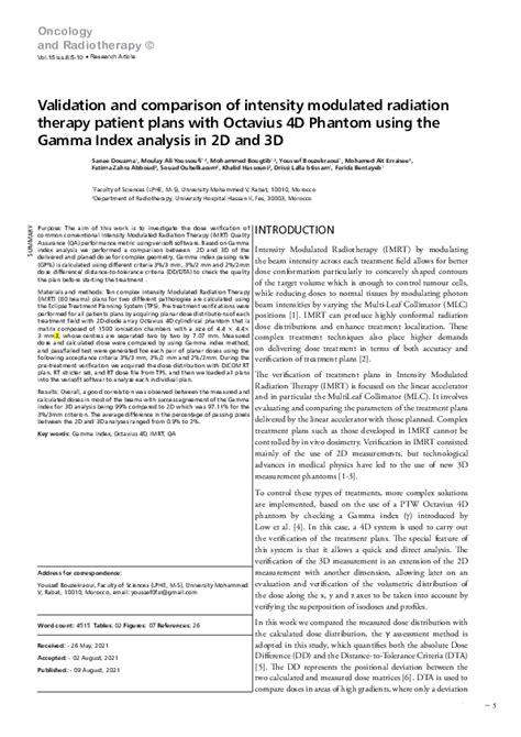 Pdf Validation And Comparison Of Intensity Modulated Radiation