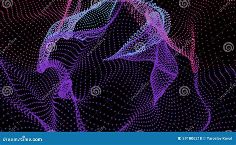 Energy Net Flows Dot Particle Lines Penetrating Fog Neon Lights