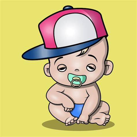 Un Pequeño Bebé Está Chupando Un Chupete Vector Premium