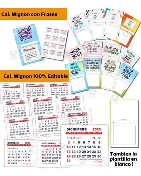 Kit Imprimible Calendarios 2023 Mega Pack Editable Almanaque