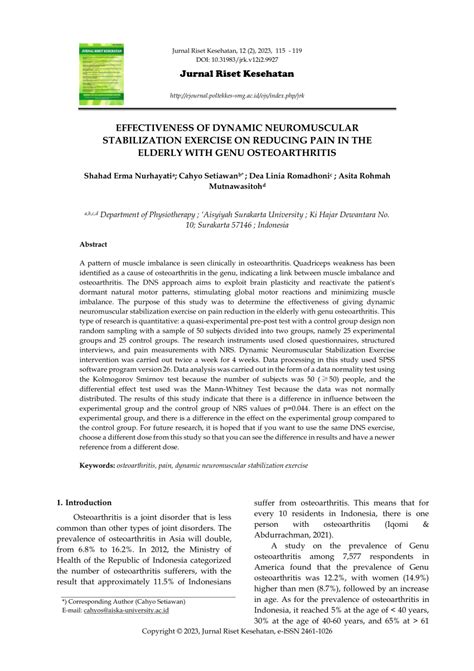 Pdf Effectiveness Of Dynamic Neuromuscular Stabilization Exercise On