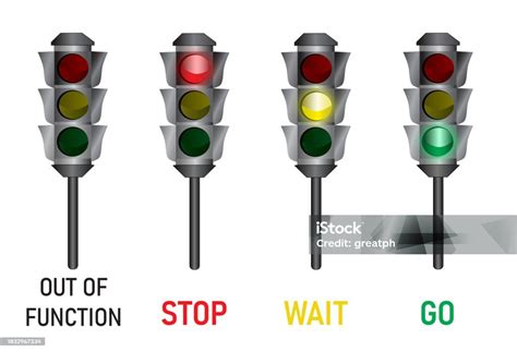 four semaphores with words alert stock illustration download image
