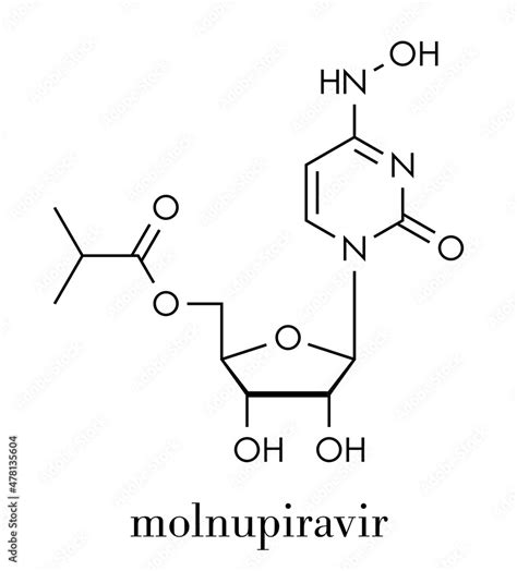 Molnupiravir Antiviral Drug Molecule Skeletal Formula Stock Vector