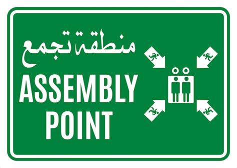 Premium Vector A Green Sign That Says Assembly Point On It