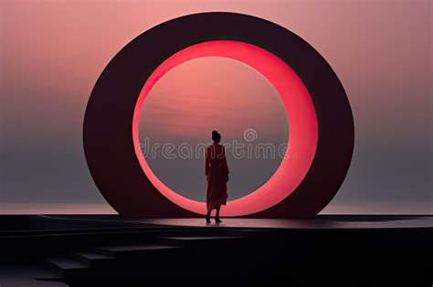 A Man Standing In Front Of A Red Light Generative Ai Image Stock