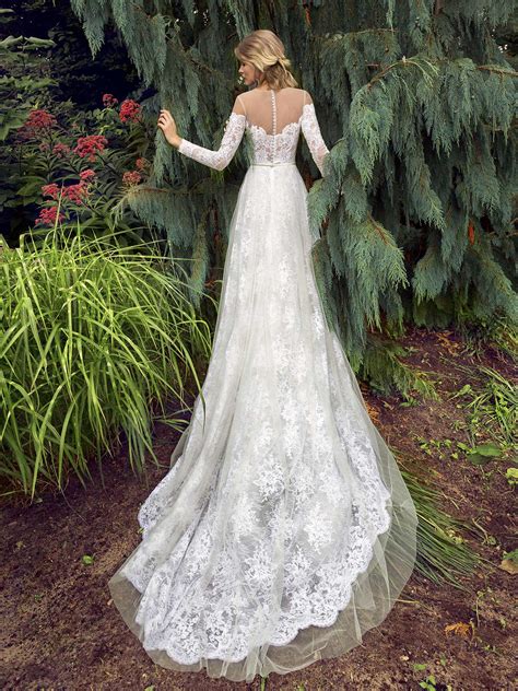 Off The Shoulder A Line Wedding Dress With Long Sleeves