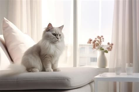 Premium Photo White Fluffy Kitten With Blue Eyes