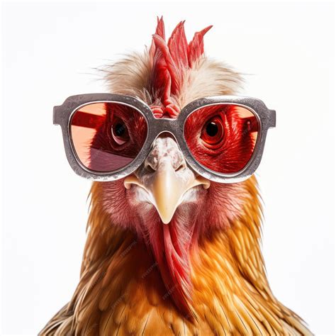 Premium Ai Image Closeup Of Chicken With Sunglasses On White Background