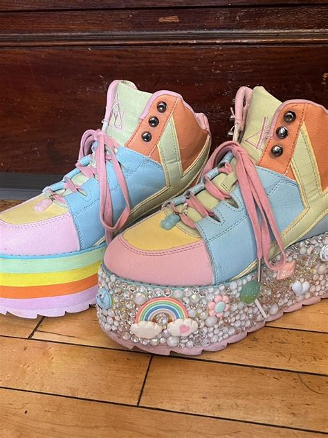 Customized Yru Rainbow Platform Sneakers Lots Of Depop