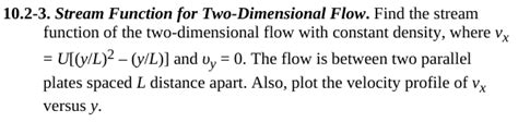 Solved 102 3 Stream Function For Two Dimensional Flow