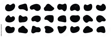 Blob Shape Organic Set Random Black Cube Drops Simple Shapes Pebble Inkblot Drops And Stone