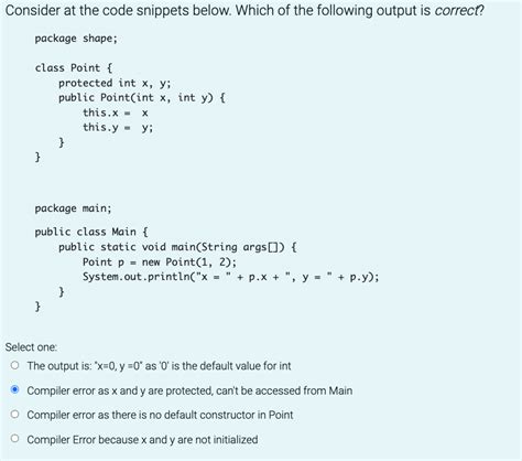 Solved Consider At The Code Snippets Below Which Of The Chegg