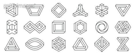 Optical Illusion Unreal Geometric Elements Impossible Abstract Linear Shapes Visual Delusion