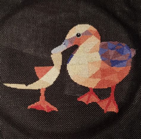 [wip] ducks 1 over 1 on 32 count zweigart belfast linen r crossstitch