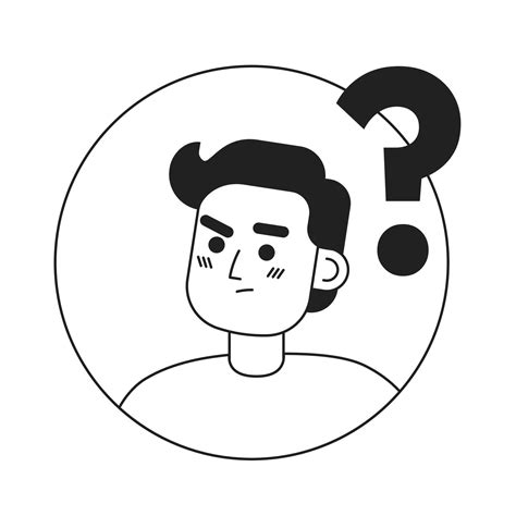 Man Asking Question Black And White Concept Vector Spot Illustration