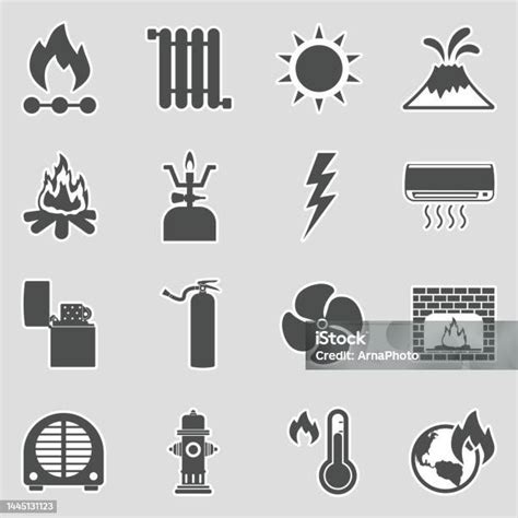Ikon Api Dan Panas Desain Stiker Ilustrasi Vektor Ilustrasi Stok