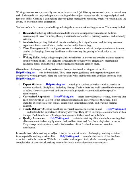 Aqa History Coursework Exemplars Download Free Pdf Evaluation