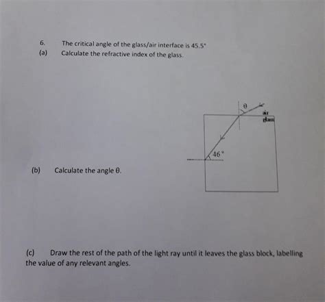 Solved 6 A The Critical Angle Of The Glass Air Interface