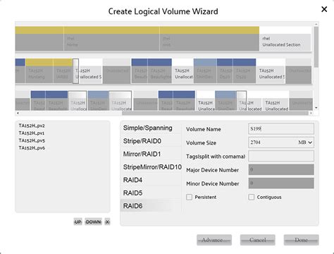 how to create lv with visual lvm raid 6 manage lvm with visual lvm