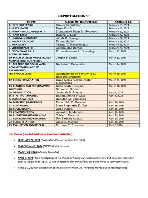 Report Matrix Pdf Festival Holidays