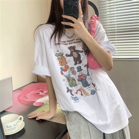 [당일배송🚚] 베어테드 프린팅 티셔츠 에이크롭