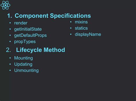 React Js Component Specs And Lifecycle Ppt
