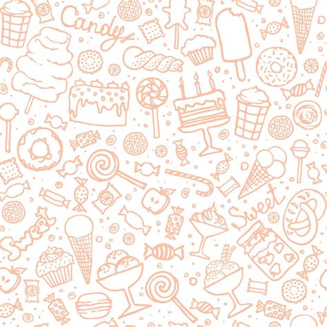 Candy And Sweet Doodle Background In Vector Pink Icon Candy Vector