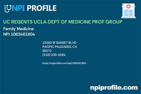 Uc Regents Ucla Dept Of Medicine Prof Group Npi 1063461804 Internal