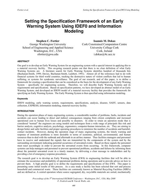 Pdf Setting The Specification Framework Of An Early Warning System Using Idef0 And Information