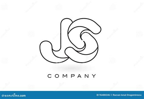 Js Monogram Letter Logo With Thin Black Monogram Outline Contour Stock Vector Illustration Of