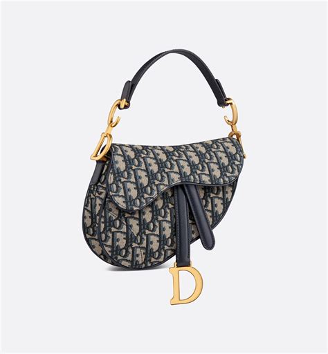 Mini Saddle Bag With Strap Blue Dior Oblique Jacquard Dior