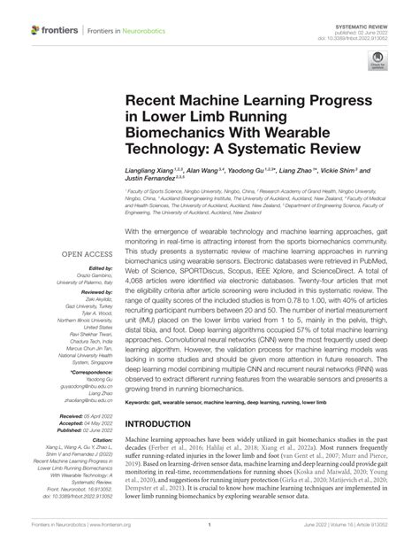 Pdf Recent Machine Learning Progress In Lower Limb Running