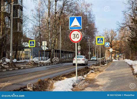 Car And Van On Highway And Speed Limit Signpost In Madrid Editorial