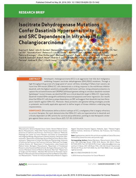 Isocitrate Dehydrogenase Mutations Confer Dasatinib Hypersensitivity