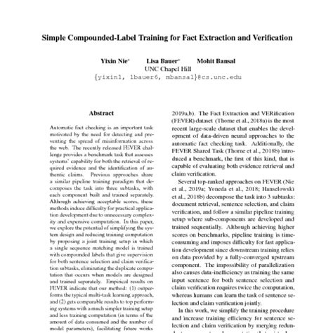 Simple Compounded Label Training For Fact Extraction And Verification