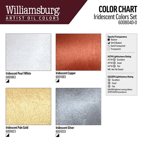 Williamsburg Iridescent Colors Set Golden Artist Colors