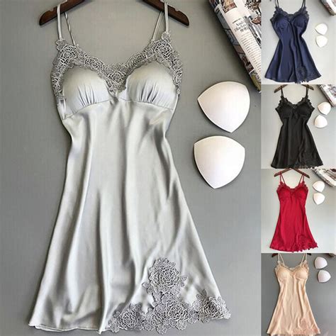 Ladies Sexy Silk Satin Night Dress Sleeveless V Neck Nightgown