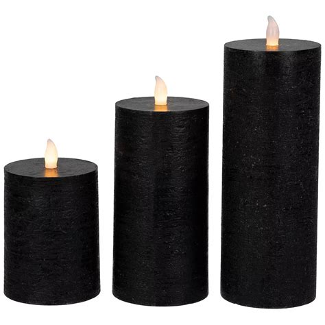 Northlight 3 Piece Solid Black Flameless Flickering Led Halloween