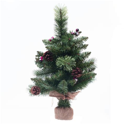 Sapin de noël artificiel avec pommes de pin et baies rouges H50cm