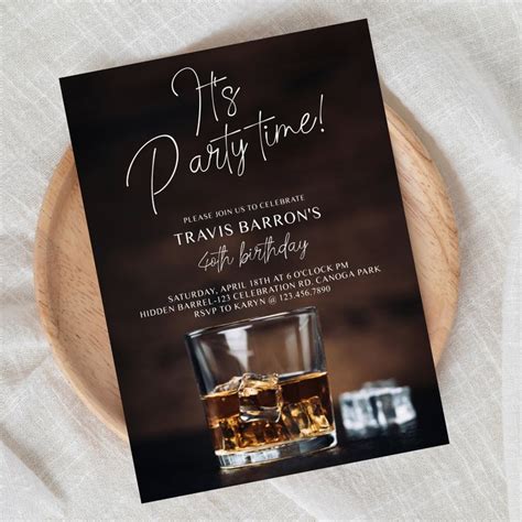 Its Party Time Whiskey Birthday Invitation For Men Any Age Man