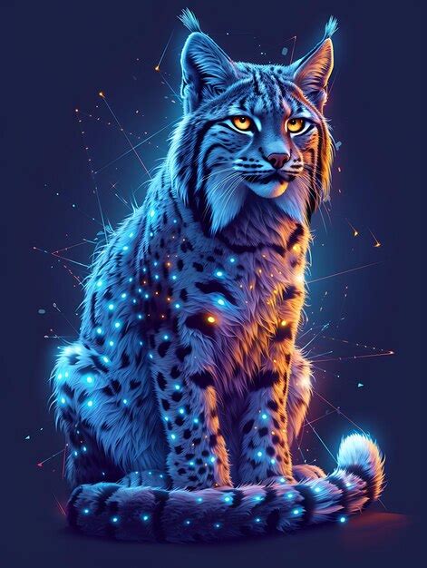 Premium AI Image Portrait Of Siberian Lynx With Glowing Neon Spots