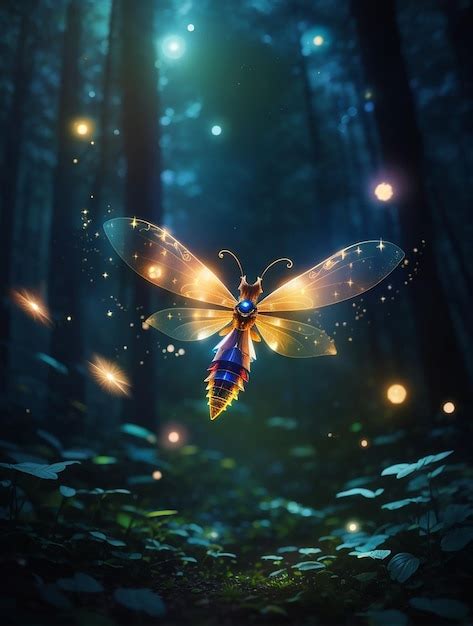 Premium Ai Image Abstract And Magical Image Of Firefly Flying In The Night Forest Fairy Tale
