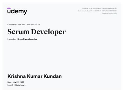 Hi All I Successfully Completed The Scrum Development Course On Udemy And Proud To Have Earned