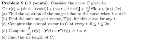 solved problem 9 17 points consider the curve c given by