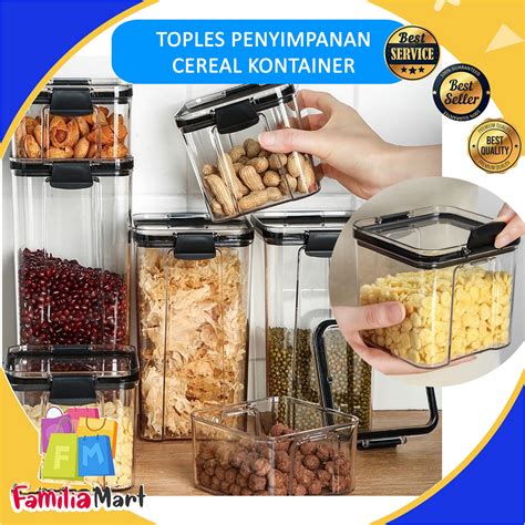 Toples Penyimpanan Cereal Kontainer Makanan Storage Jar Food Tempat Bumbu Wadah Snack Lazada