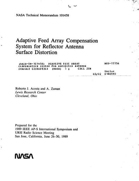 Pdf Adaptive Feed Array Compensation System For Reflector Antenna Surface Distortion