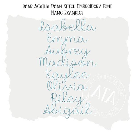 Dear Agatha Bean Stitch Embroidery Font Allthingsapplique