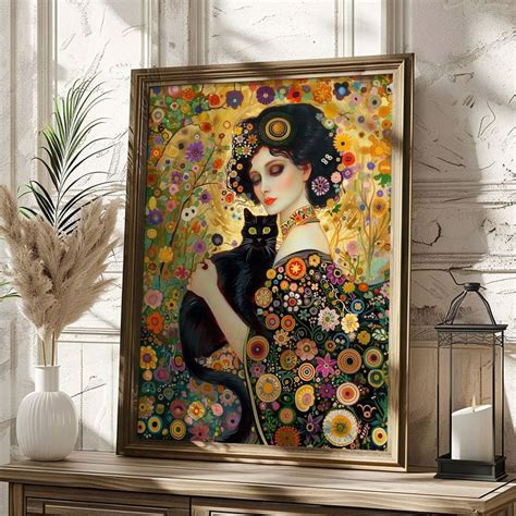 Gustav Klimt Print Gustav Klimt Woman And Cat Poster Gustav Klimt