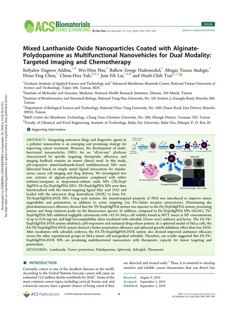 Pdf Mixed Lanthanide Oxide Nanoparticles Coated With Alginate